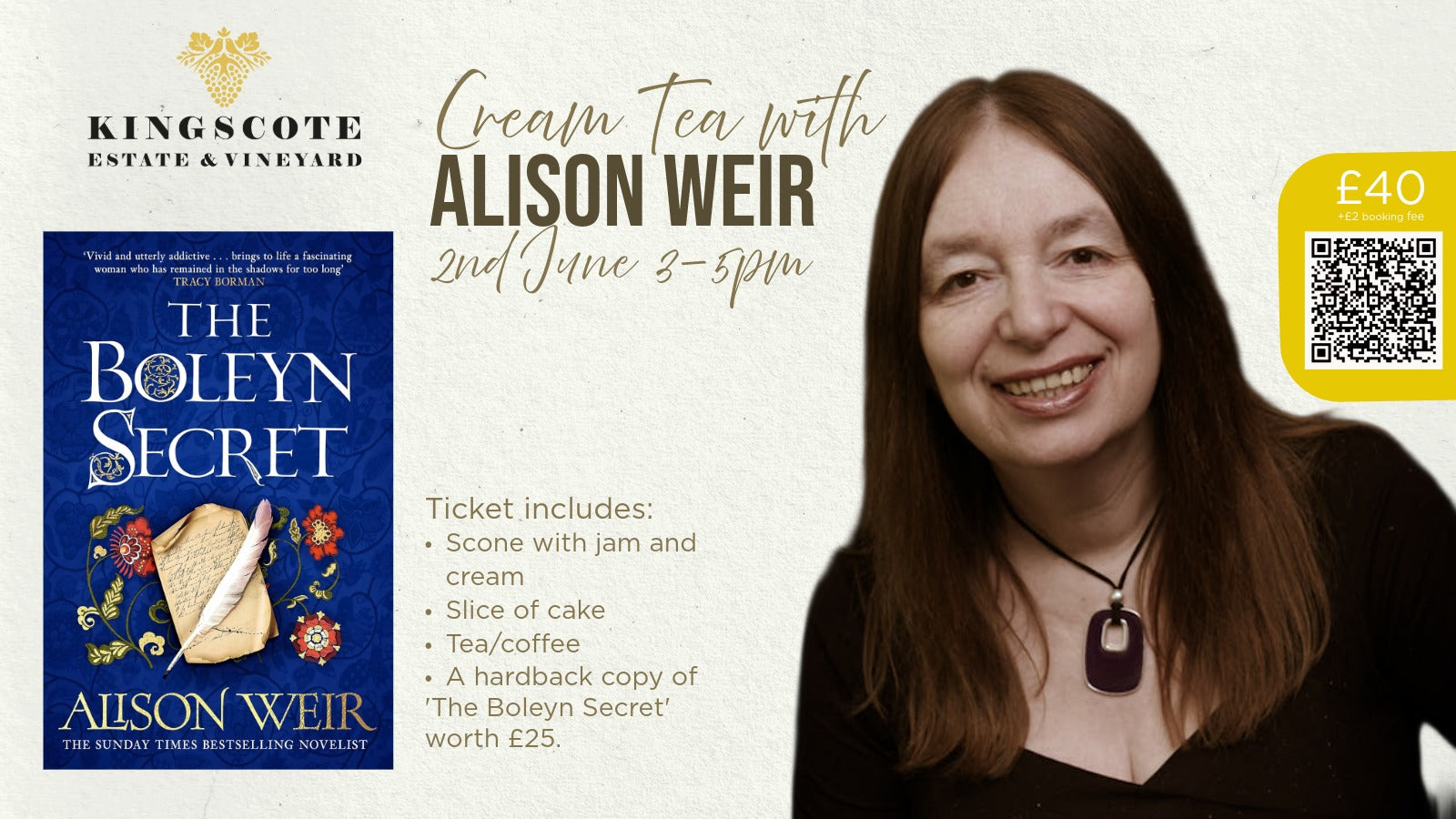 Cream Tea with Alison Weir at Kingscote — Kingscote Vineyard Limited